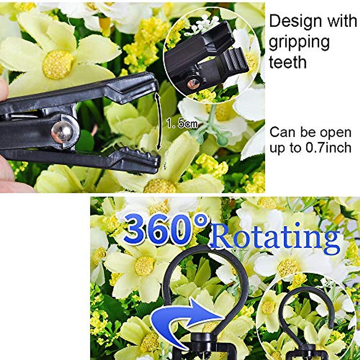 EigPluy Laundry Hooks Clip,20pcs Super Strong Plastic Swivel Hanging Curtain Clips Clothes Pins,Beach Towel Clips for Beach/Lounge Chairs - Keep Your Towel, Clothes Hangers from Blowing Away