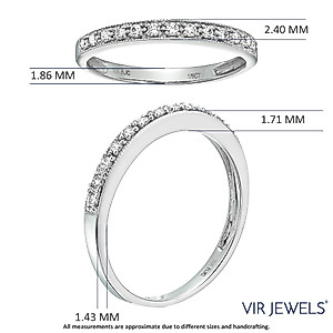 Vir Jewels 1/6 carat (ctw) Diamond Wedding Anniversary Band for Women, Half Eternity Petite Round Diamond Engagement Ring 10K White Gold Prong Set with Milgrain 0.16 cttw, Size 6