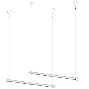 2 Pieces Hanging Closet Rod, Adjustable Width and Height, Clothes Hanging Bar Closet Organizer Rod Double Closet Rod Poles for Hanging Clothes Indoor Outdoor Closet Space-Saving (White)