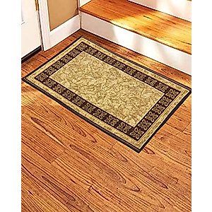 Stair Treads Non-Slip Landing Mat- Skid Resistant Rubber Back Landing Rug - Beautiful Design Landing Mat for Bottom of Stairs - Floormat - Doormat (20" x 30") Mixed Beige Floral