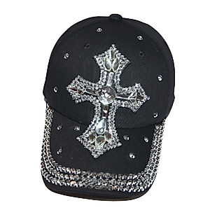 Popfizzy Bling Baseball Cap for Women and Girls, Fun Bedazzled Hats, Shiny Rhinestone Denim and Diamond Hat, Sparkly Gifts