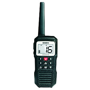 Uniden Atlantis 155 Handheld Two-Way VHF Marine Radio, Floating IPX8 Submersible Waterproof, Dual-Color Screen, All USA/International/Canadian Marine Channels, NOAA Weather Alert, 10 Hour Battery