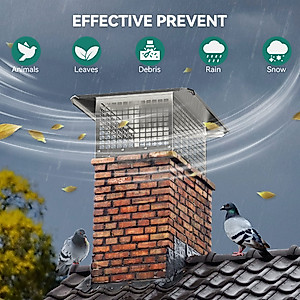 YITAHOME Chimney Cap, 13" x 24" Chimney Cover for Outside, 304 Stainless Steel Fireplace Chimney Caps with Adjustable Metal Strips, Screws & Gloves