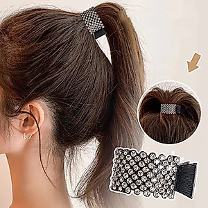 Doromy Rhinestone Hair Clips - 3-Pack High Ponytail Barrettes, Spring Clips, Hair Claws & Cuffs for Women's Thick/Thin Hair Accessories