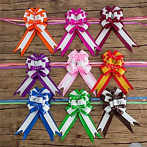 Egurs 20 Pieces 2 Inch Pull Bow with Ribbon Pull Bows for Gift Wrapping Christmas Wedding Birthday Party Present Baskets Car Decorations Gold 20pcs