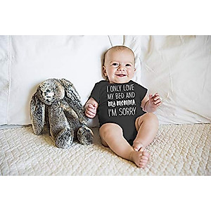Love My Bed And My Momma, Sorry - Mamma's Boy - Funny Cute Infant Creeper, One-Piece Baby Bodysuit (Black, 6 Months)