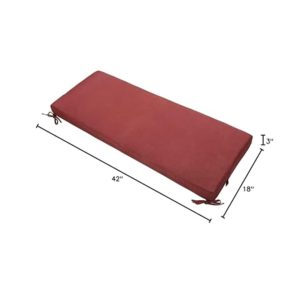 Outdoor Bench Cushion Cover 42 x18 x 3 inch,Waterproof with Zipper&Ties,Fade-Resistant Slipcover,Patio Porch Swing Cushion Cover Replacement Only,No Insert(Dark Red)