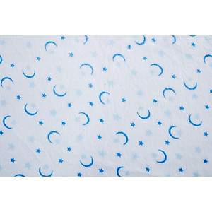 Cozy Fleece Microplush Super Soft Fitted Crib Sheets (Set of 2), Blue/White with Moon & Stars