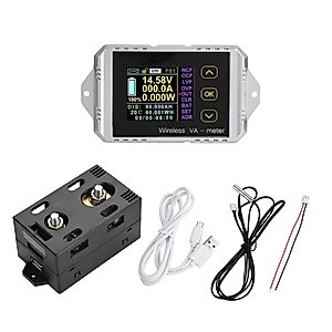 Voltmeter DC Ammeter, Multi-Function DC Meter Color LCD Screen DC Voltage Ammeter Power Meter Watt Tester (VAT-1300)