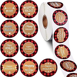 Outus 1000 Pieces Christmas Stickers for Envelopes 1.38", 9 Designs Round Merry Christmas Label Stickers Christmas Envelope Seal Self Adhesive Holiday Stickers for Cards Gift Party (Happy Style)