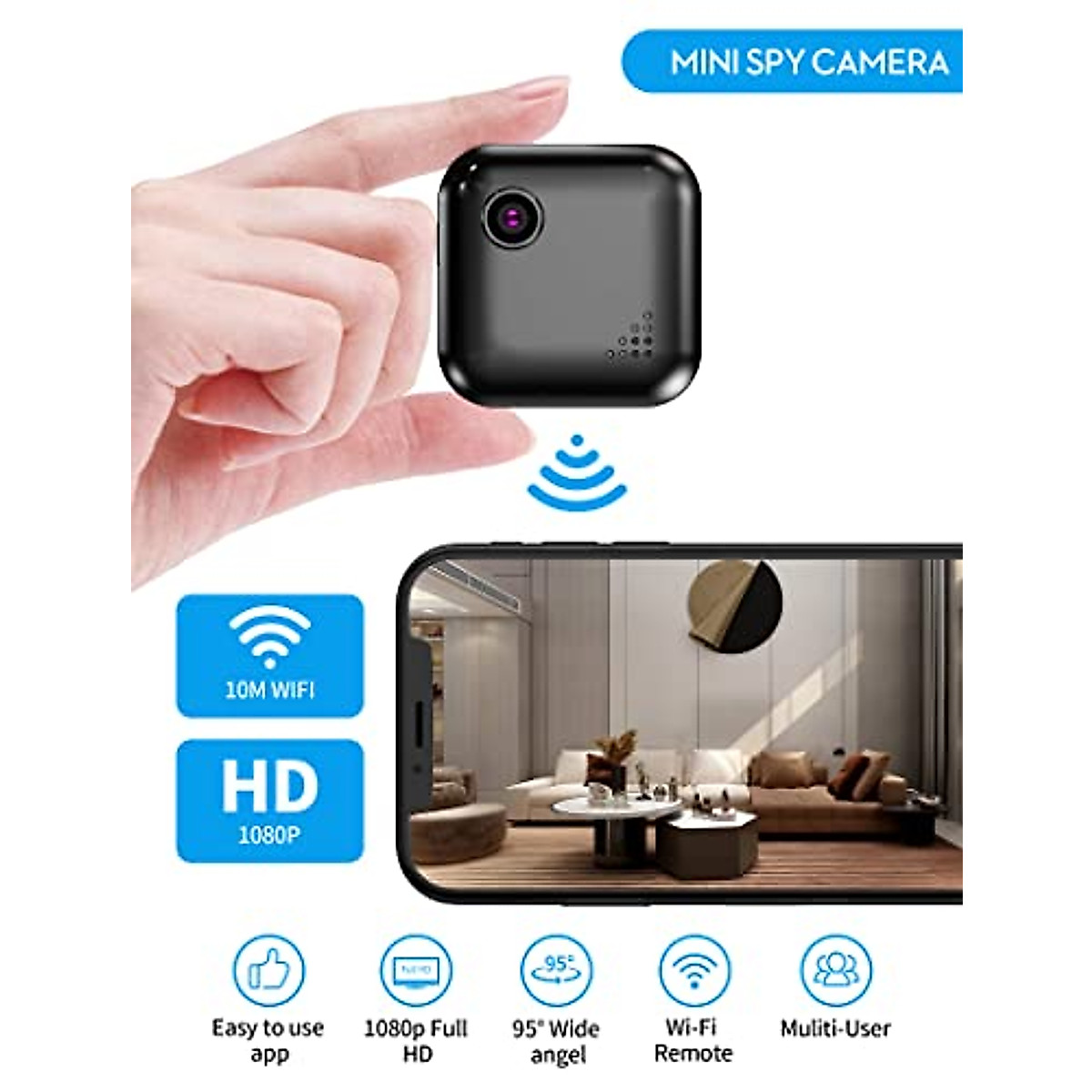gamvozova Hidden Camera,1080P Small WiFi Camera for Home Security,Mini Spy Camera with Video,Phone app,Wireless Seceret Security Camera for Nanny Pet Indoor and Outdoor