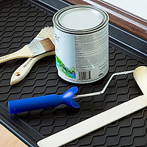 Stalwart All Weather Boot Tray - Large Water Resistant Plastic Utility Shoe Mat for Indoor and Outdoor Use in All Seasons (Set of Two, Black)