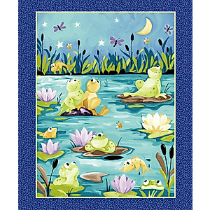 Susybee Paul's Pond Navy Blue Quilt Cotton Baby Fabric Panel #SB20405-780 - 36”x44" Cotton Fabric Panel