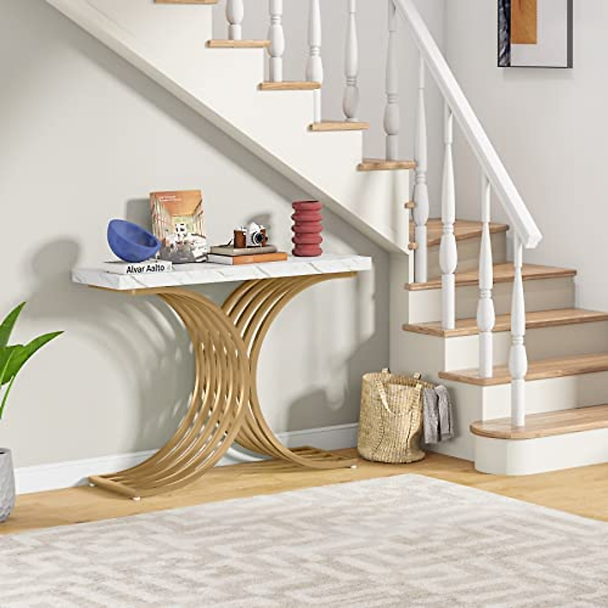 LITTLE TREE 41 inches Gold Entryway Console Table, Sofa Table Accent Table for Living Room