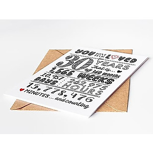 Katie Doodle 30th Birthday Card - Super Cute 30th Birthday Gifts for Her, 30th Birthday Decorations for Women Men, Dirty 30 Birthday Decorations for Her Him - Includes 30 Years Loved Card & Envelope
