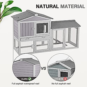 MEDEHOO Chicken Coop Wooden Outdoor Hen House 6 Access Doors Rabbit Hutch with Run, Deeper Leakproof Pull-Out Tray and Weatherproof Roof