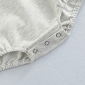 Fall Baby Girl Clothes Newborn Infant Puff Sleeve Sweatshirt Romper Leopard Letter Print Sweater Pullover Top (Gray, 0-6 Months)