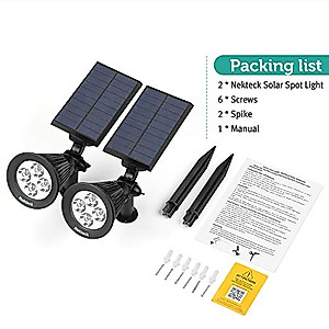 Nekteck Solar Lights, 2-in-1 Solar Spot Lights Outdoor, Waterproof Solar Powered Landscape Spotlights, Bright and Dark Sensing, Auto On/Off for Yard, Pathway, Garden, Driveway (2 Pack, White)