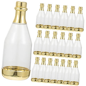Gadpiparty 20pcs box Favor Container Decorationbridal Birthdays Bottle Showerengagementanniversariesgolden Champagne Birthday Wedding for Weddings Plastic Shaped Candy Bottles Gold