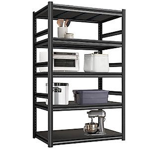 Sajanic Adjustable Garage Shelving Metal Storage Shelves Heavy Duty, 5 Tier Shelving Units and Storage, 2000LBS Boltless Shelving 16" W x 32" D x 72" H