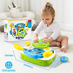 AMOSTING Steering Wheel Toys for Toddler Boys Girls, Interactive & Learning Baby Car Seat Toys for Infant Preschool Kids