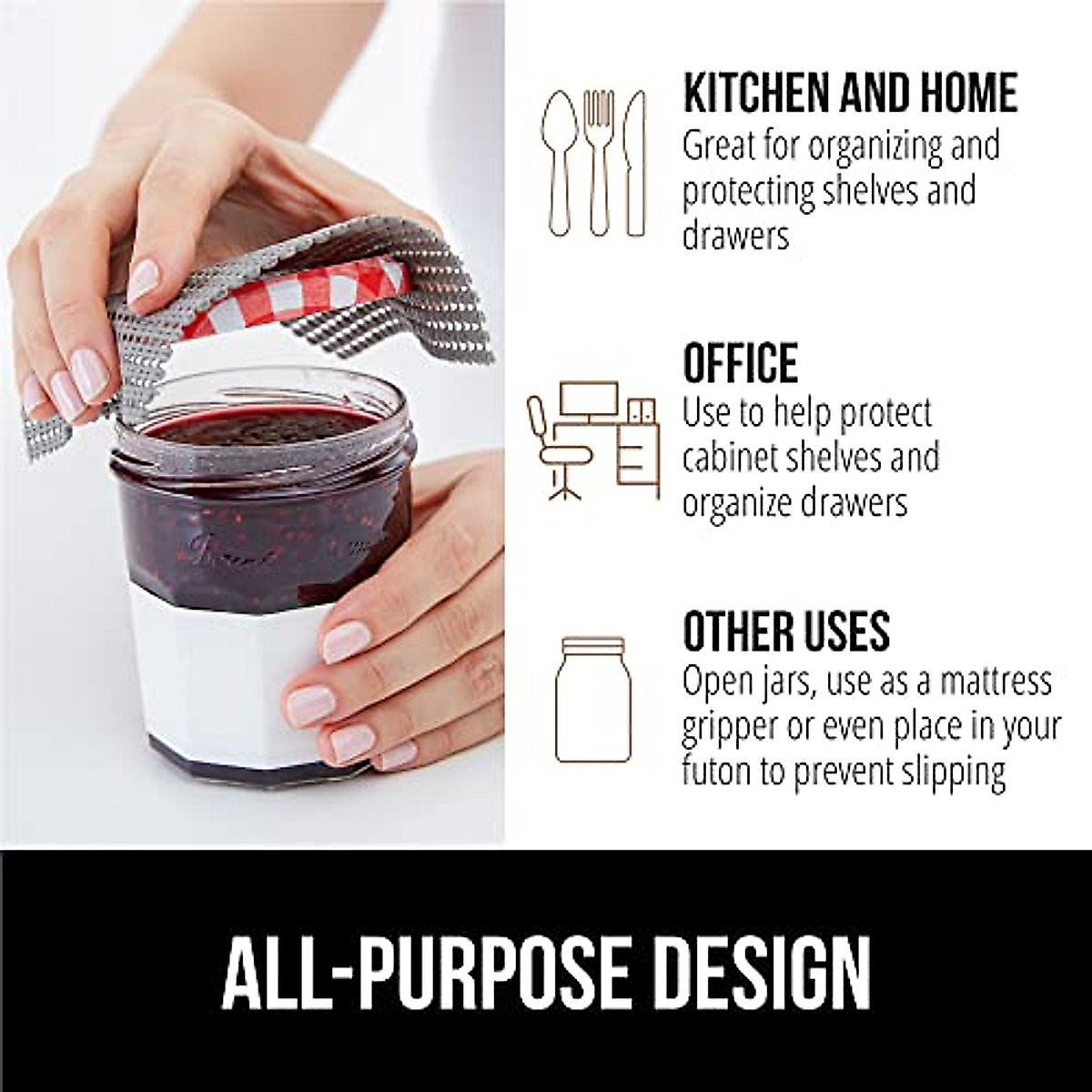 Gorilla Grip Drawer and Shelf Liner and Nonslip Bed Sheet Straps 4 Pack, Shelf Liner Size 20 in x 20 FT Gray, Non Adhesive, Sheet Straps in White, Easy Install, 2 Item Bundle