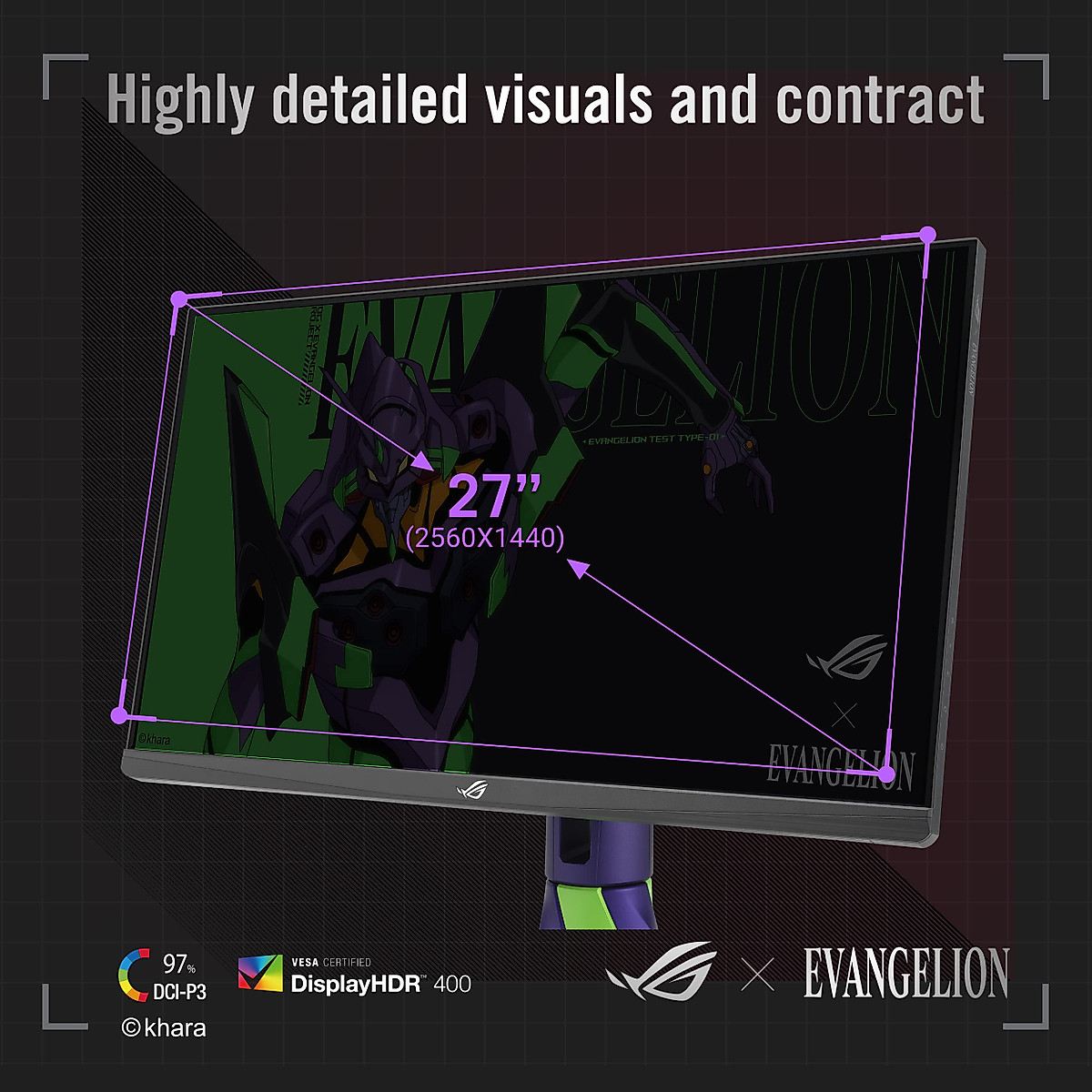 ASUS ROG Strix 27” 1440P EVA Edition HDR Gaming Monitor (XG27AQM-G) - QHD (2560 x 1440) & ROG Keris Wireless EVA Edition Gaming Mouse, Tri-Mode connectivity