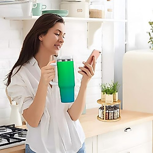 ODAWA Green Blue Gradients Insulated Tumblers 40 Oz Travel Mugs with Handle and Straw Lid