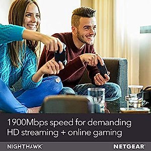 NETGEAR Nighthawk Smart Wi-Fi Router (R7000) - AC1900 Wireless Speed (Up to 1900 Mbps) | Up to 1800 Sq Ft Coverage & 30 Devices | 4 x 1G Ethernet and 2 USB ports | Armor Security