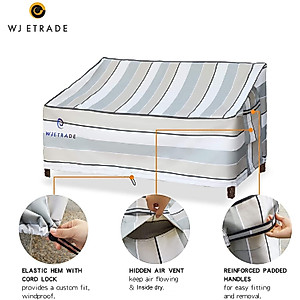 WJ-X3 Patio 2 Seater Sofa Couch Waterproof UV Resistant No Fading Heavy Duty Outdoor Striped Furniture Cover, 54 x 38 x 35 Inches