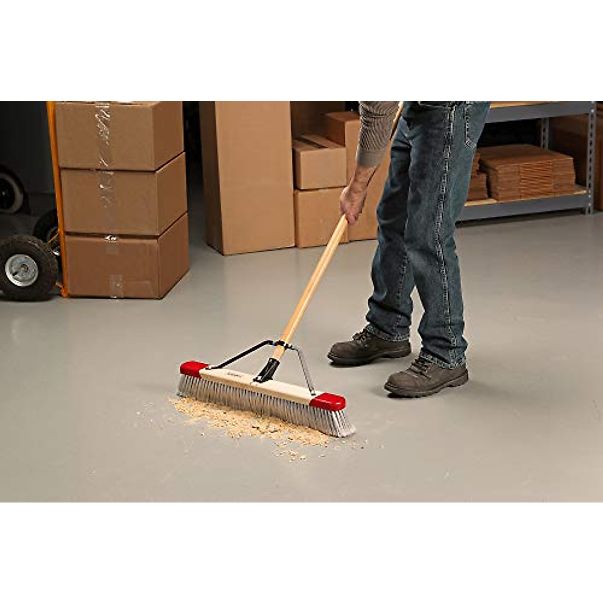 Harper 2224P1 Premium Indoor Smooth-Surface Hardwood 24 in. Push Broom, Brown