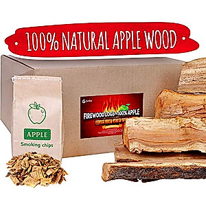 Zorestar Apple Firewood 13-15 lbs - Natural Wood Chips, for Stove, Fire Pit - Split Seasoned Wood - Fireplace Campfire Indoor Outdoor - 1 Pack Fire Starters