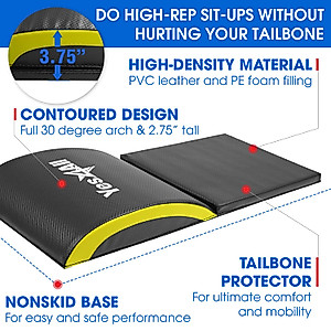 Yes4All Ab Mat Tailbone For Sit Up 15" | Foldable Double Thick Situps Pad I Workout Mat for Abdominal Exercises, Crunches, Push-Ups, Core Training, Lower Back Support, Stretches Ab Muscles