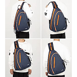 OUTPLORER Pickleball Bag for Men Women Pickleball Backpack Reversible Crossbody Sling Bag Sports Pickleball Sling Bag Adjustable Pickleball Backpack with Fence Hook (Neon Orange A, Middle)