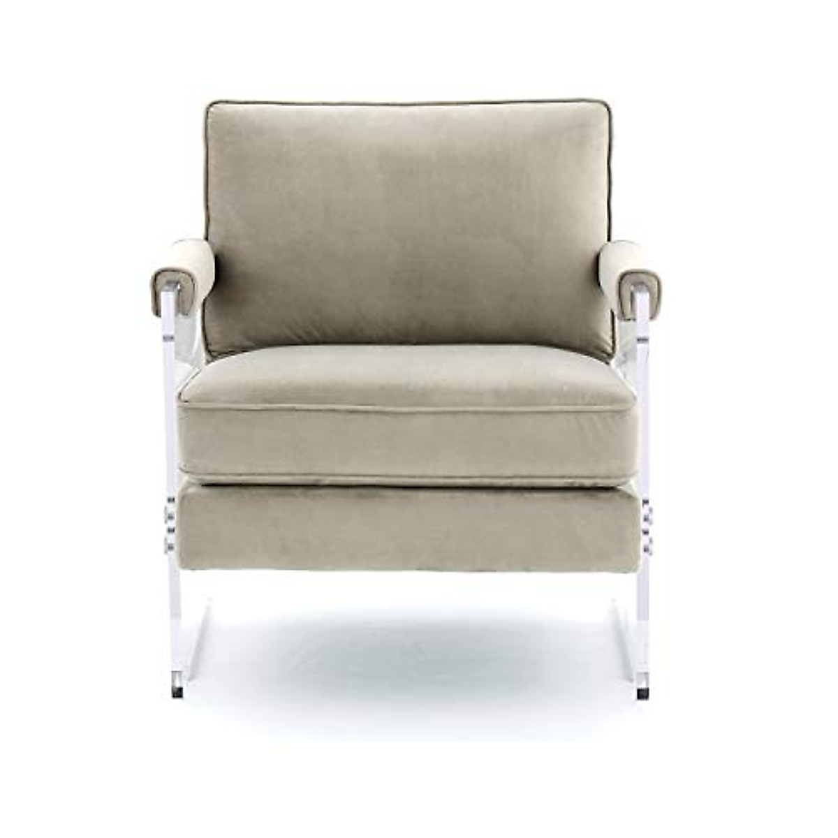Signature Design by Ashley Avonley Contemporary Accent Chair with Clear Acrylic Base, Taupe