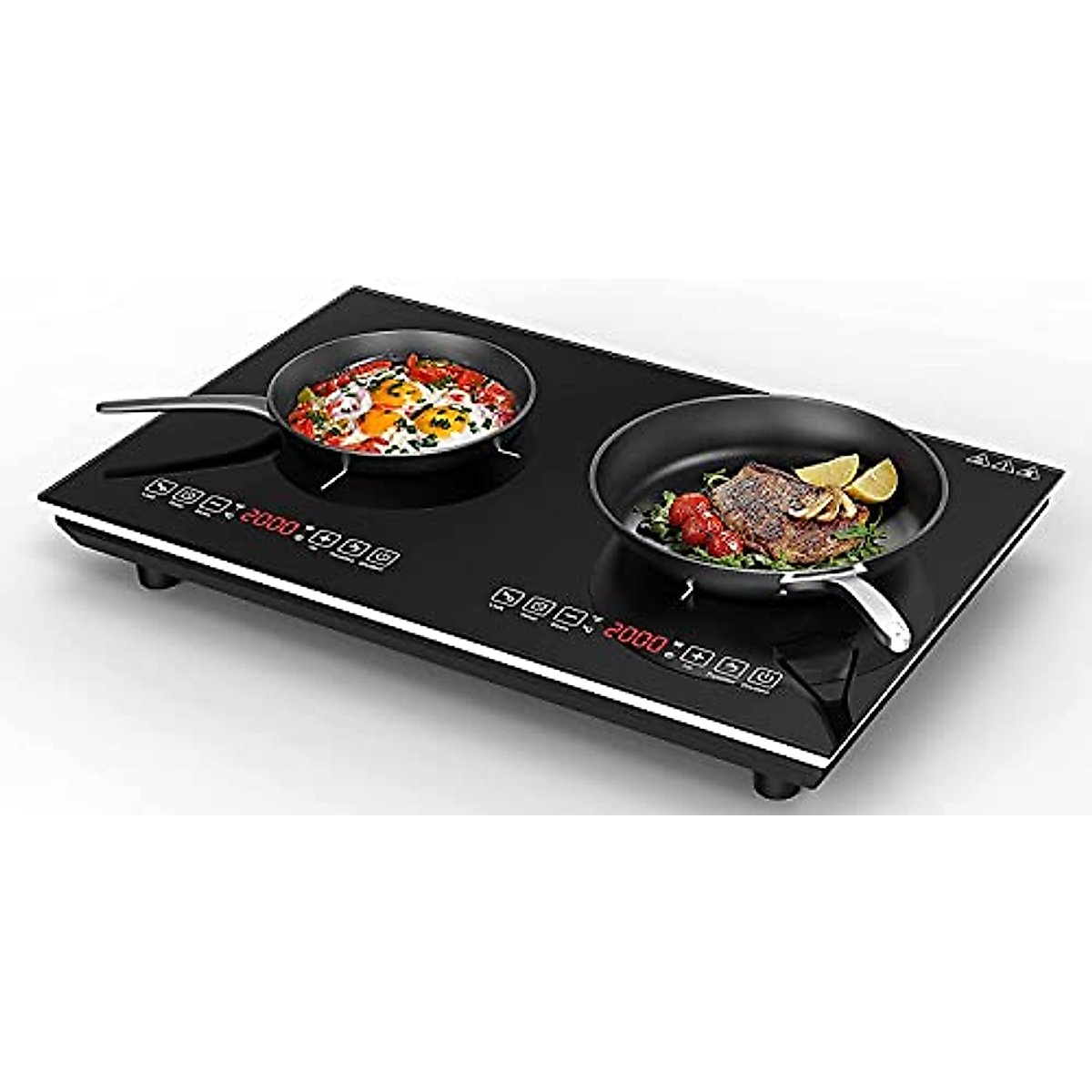VBGK Double Induction Cooktop, 4000W Countertop Burner Hot Plate LCD Sensor Touch Energy-Saving Portable Induction Cooktops 2 Burner with Child Safety Lock & Timer, 110~120V