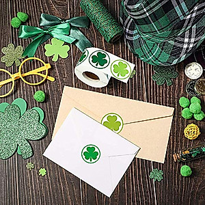 Mocossmy St Patrick's Day Stickers Decoration,500 PCS Shamrock Clover Lucky Stickers Roll Self Adhesive Labels Irish Crafts for St Patrick's Day Envelopes Gifts Bags Boxes Cards Party Favors Supplies