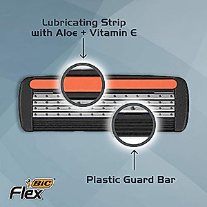 BIC Flex 4 Sensitive Hybrid Titanium Men's Disposable Razors, For a Smooth, Ultra-Close and Comfortable Shave, 8 Cartridges and 2 Handles, 10 Piece Razor Set