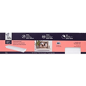 HIGH & MIGHTY 515610 Decorative 24" Floating Shelf Holds up to 20lbs, Easy Tool-Free Dry Wall Installation, Beveled, Retail Packaging, White
