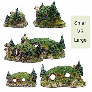 Ulifery Hobbit House Fish Tank Decorations, Natural Aquarium Ornament Cave Reptile Hole Shelter for Betta Hiding/Miniature Garden, Small