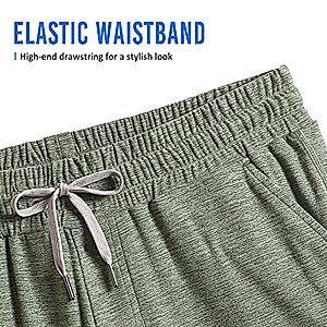 maamgic Mens Running Shorts, Soft 5" Gym Short with Zip Pockets, Quick Dry Workout Athletic Shorts for Men Heather Green Large