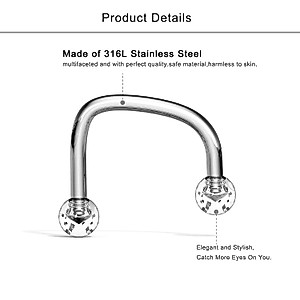 Lcolyoli 16G Surgical Steel Lip Hoop Rings C-Shaped Barbell Monroe Labret Medusa Piercing Jewelry for Women Men 18 Pieces Silver-tone Rose Gold Black