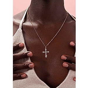 S.Leaf Cross Necklace for Women Gold Diamond Cross Necklaces for Women Sterling Silver Cross Pendant Necklaces for Women Birthday Anniversary