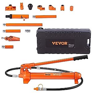 VEVOR 10 Ton Porta Power Kit, Hydraulic Ram with Pump, 4.6 ft/1.4 m Oil Hose Car Jack Ram, Auto Body Frame Repair Tool with Storage Case for Automotive, Garage, Heavy Equipment, Mechanic (22046 LBS)
