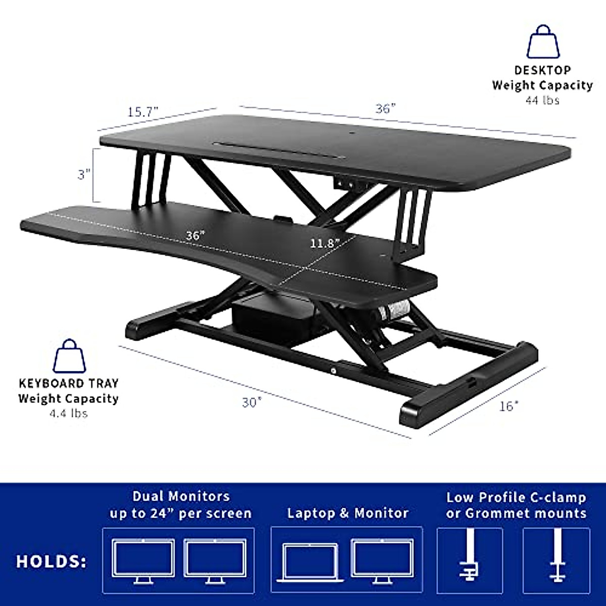 VIVO 36" Electric Sit to Stand Desk Riser | Height Adjustable