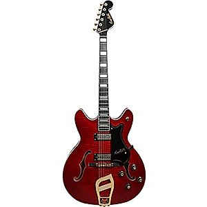 Hagstrom 6 String Hollow-Body Electric Guitar, Right, Wild Cherry Transparent (VIK67-G-WCT)