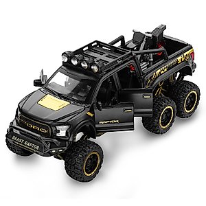 Diecast Pickup Truck Toy F150 Zinc Alloy Metal Model Car 1:24 Scale for Kids Toy Gift (Black)