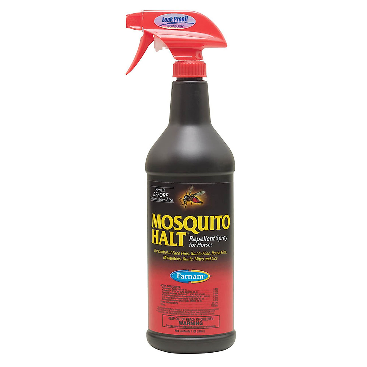 Farnam Mosquito Halt Repellent Spray for Horses, Ready-to-Use Fly and Bug Spray, 32 Fluid Ounces, One Quart Bottle with Trigger Sprayer