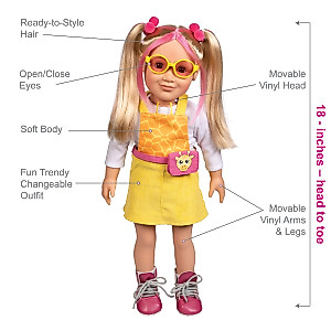 ADORA Amazon Exclusive Amazing Girl Dolls - 18” Realistic Doll in Soft Vinyl, Huggable Body and Dressed in a Chic, Changeable Outfit Birthday Gift for Ages 6+ - Lucy