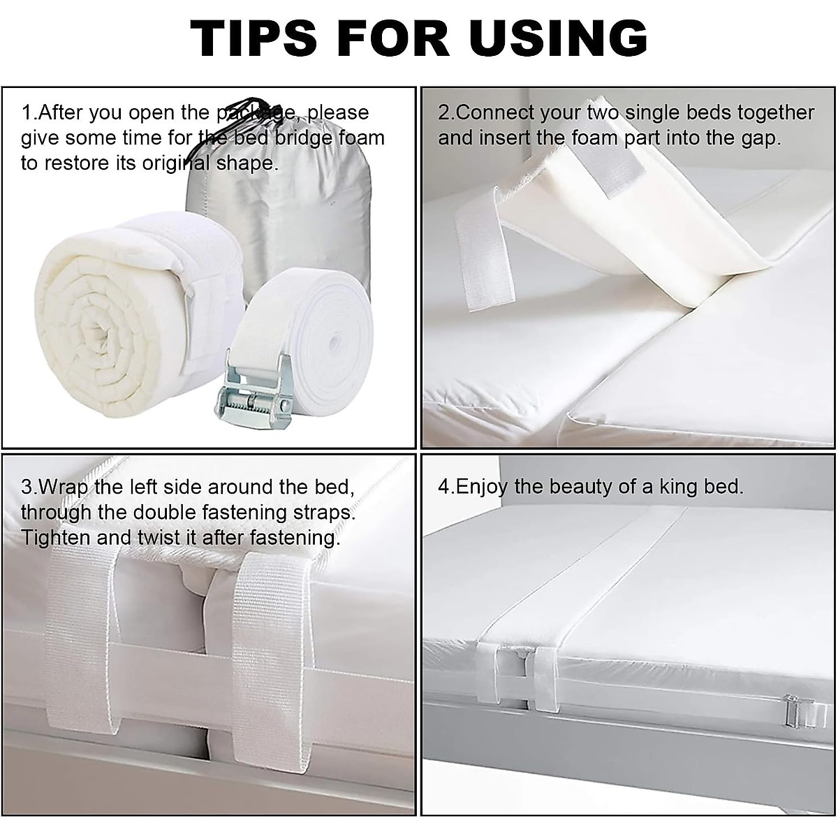 Homecozy Bed Bridge Twin to King Converter Kit - Split King Gap Filler for Adjustable Bed - Twin and Twin XL Mattress Connector - Split King Bed Connector